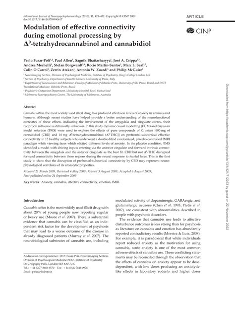 Pdf Modulation Of Effective Connectivity During Emotional Processing