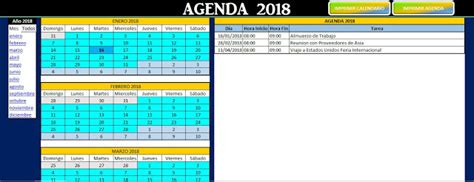calendario agenda 2018 en excel programar en vba macros