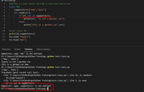 python undefined variables at class stack overflow
