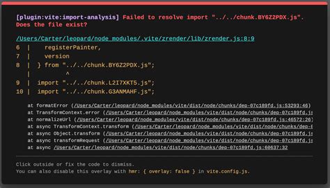regression beta 51 internal server error failed to resolve import