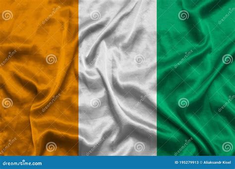 Cote Divoire National Flag Background With Fabric Texture Flag Of