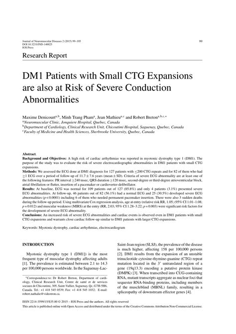 Pdf Dm1 Patients With Small Ctg Expansions Are Also At Risk Of Severe