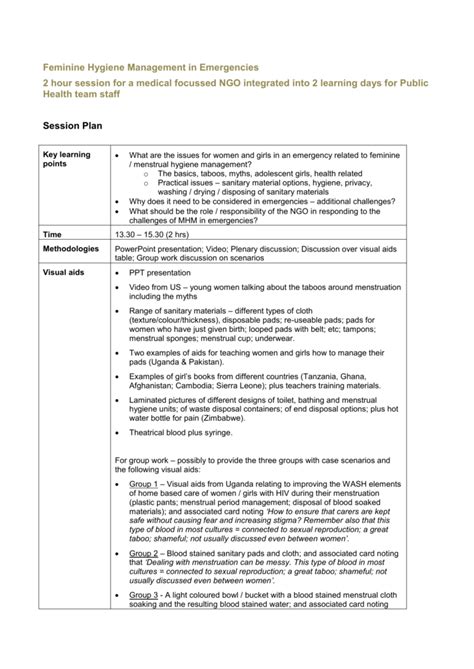 example session plan