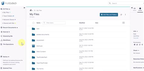 view folder properties filecloud docs server