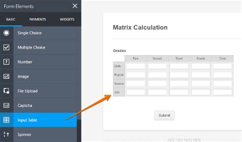 table with input fields html f wall decoration