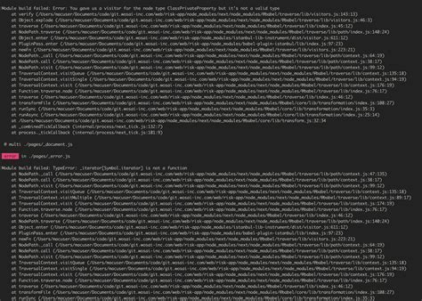 module build failed error you gave us a visitor for the node type