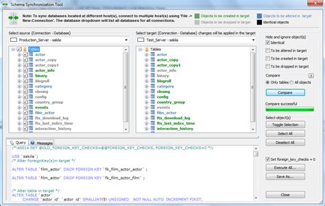 how to compare mysql database schemas stack overflow