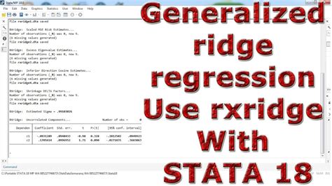 Generalized Ridge Regression Use Rxridge With Stata 18 Youtube