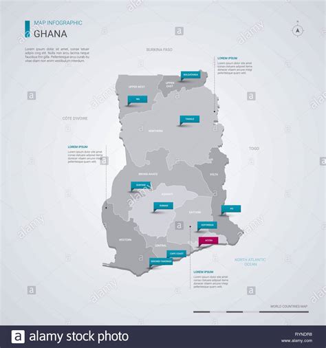 Ghana Vector Map With Infographic Elements Pointer Marks Editable