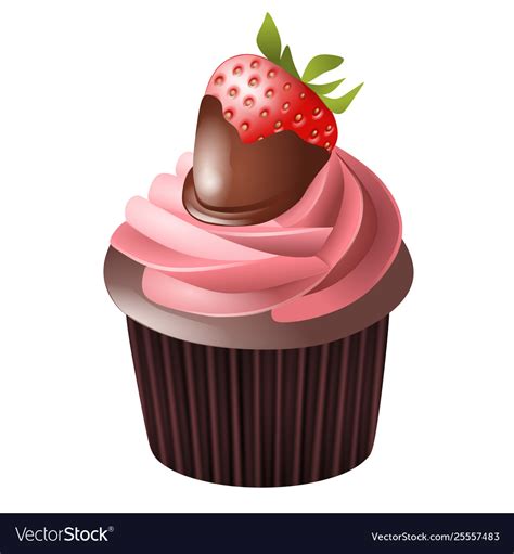 Strawberry Cupcake Royalty Free Vector Image Vectorstock