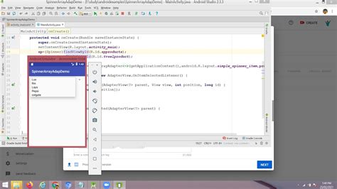 creating spinner using arrayadapter in android youtube