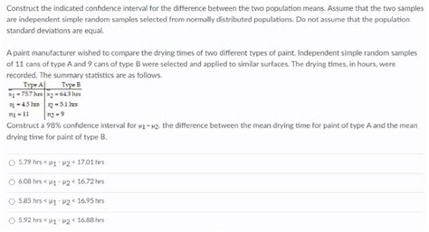 Solved Construct The Indicated Confidence Interval For The