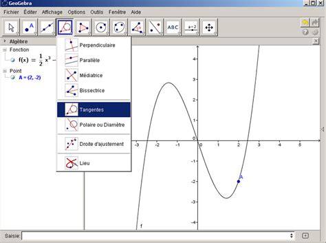 utiliser geogebra pour tracer une courbe et ses tangentes 1s