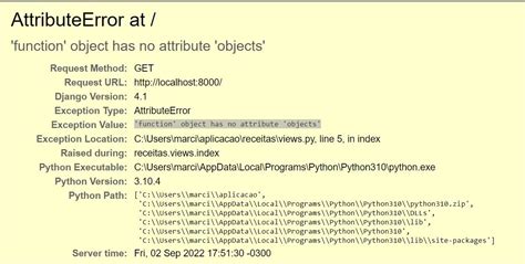 function object has no attribute objects python web alura