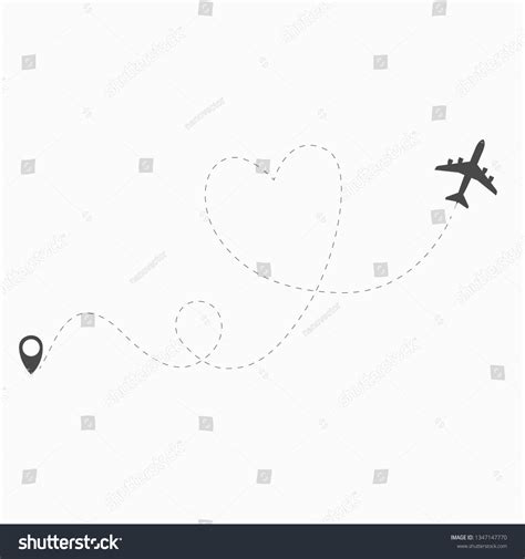Love Travel Route Airplane Line Path Vector Royalty Free Stock