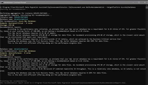 get azure sql sku recommendations data migration