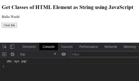 how to get class names of an html element as string in javascript