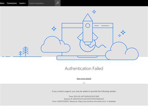 authentication failed when signing in to microsoft flow power