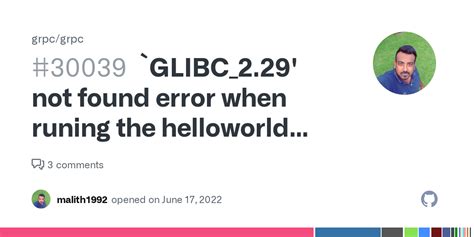 `glibc 2 29 not found error when runing the helloworld server example