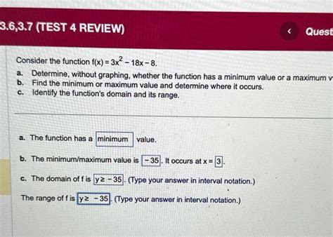 Solved Consider The Function F X 3x2−18x−8 A Determine