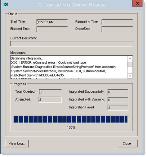 dynamics gp land integration manager econnect error could not load