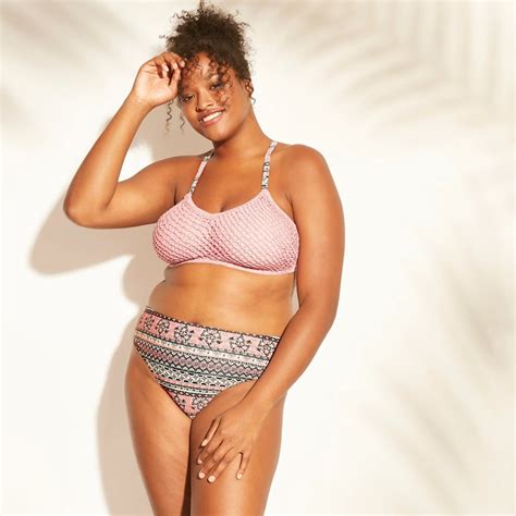 Plus Size Crochet Bralette Cross Back Bikini Top And Cheeky Hipster