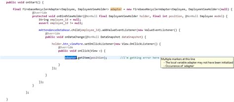 [solved] android java variable adapter might not have been