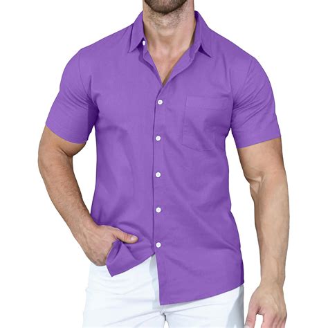 Mens Short Sleeve Wrinkle Free Shirt Button Down Casual Summer Dress