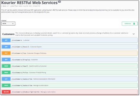 kourier restful web services details