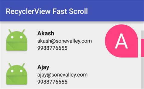 fast scroll recyclerview in android example sone valley