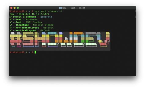 ascii themes node js cli interface to generate vscode
