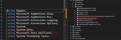 c microsoft data sqlclient nuget is needed in some projects but