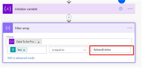 select the item based on a key value using filter array in power