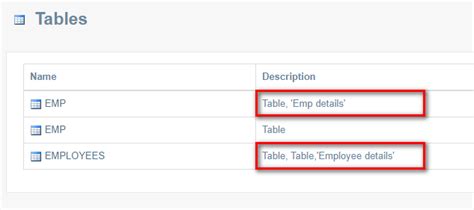 how to view comments for tables and columns in oracle code documentation