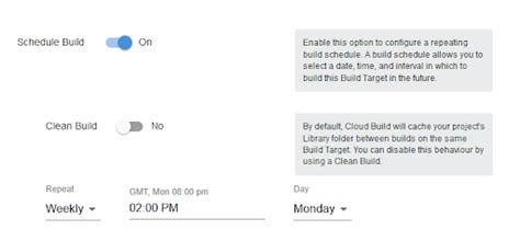 unity manual scheduled builds