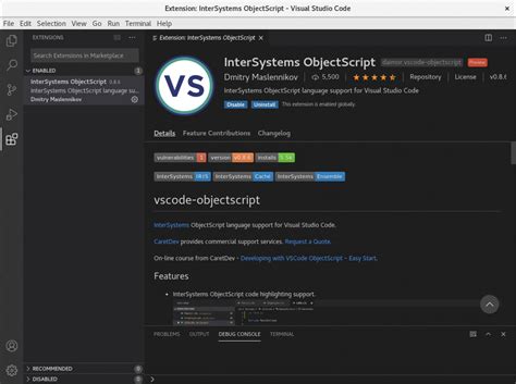 objectscript for vs code icon doesn t display in vs code panel