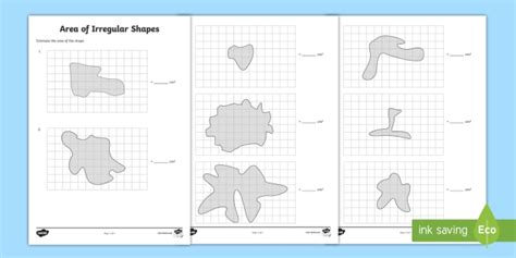 area of irregular shapes worksheet primary resources