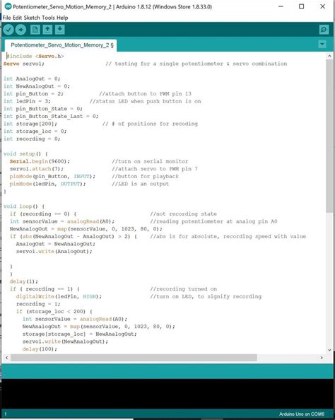 Memory Button For Potentiometer Servo Setup On Arduino Motion Memory