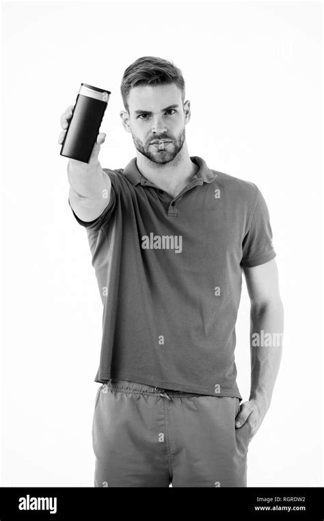 Guy Handsome Use Popular Cosmetic Or Hygienic Shampoo Product Man Show