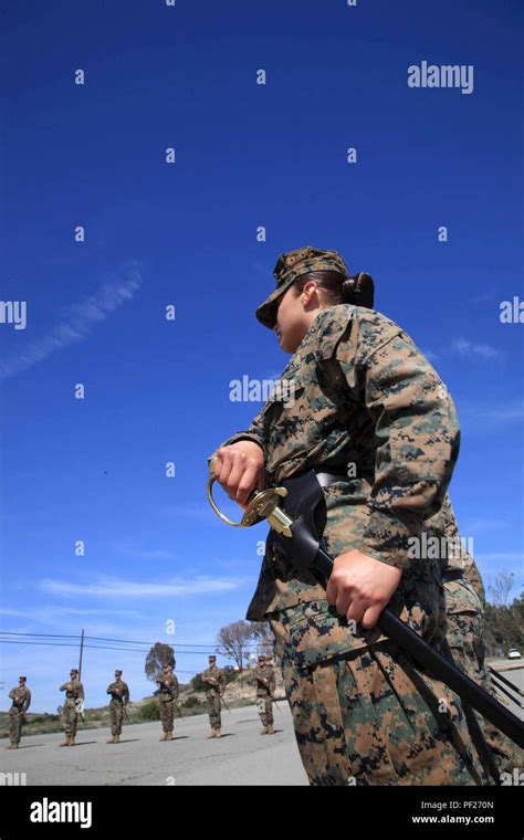 U S Marines Practice Proper Sword Manual During Corporals Course On