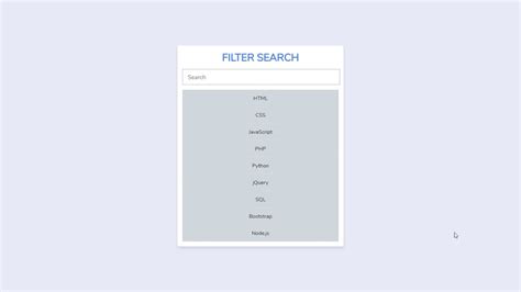 searching filter using with javascript youtube