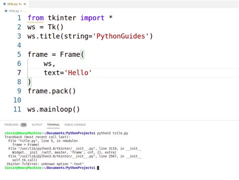 python tkinter title detailed tutorial python guides
