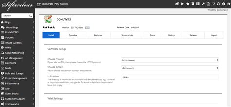 how to install dokuwiki from softaculous kualo limited
