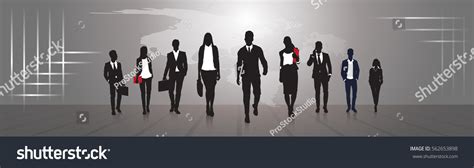 Silhouette Businesspeople Group Business Man Woman Stock Vector