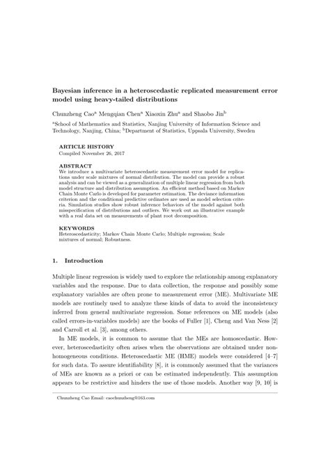 Pdf Bayesian Inference In A Heteroscedastic Replicated Measurement