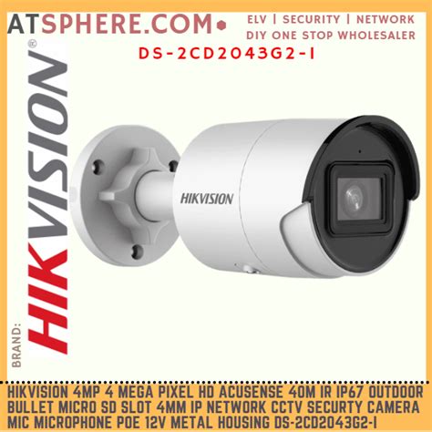 Hikvision 4mp 4 Mega Pixel 40m Ir Ip67 Outdoor Bullet Micro Sd Ip