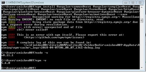 npm install error npm install g angular cli in windows 7 stack