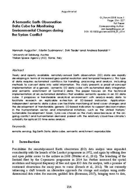 Pdf A Semantic Earth Observation Data Cube For Monitoring