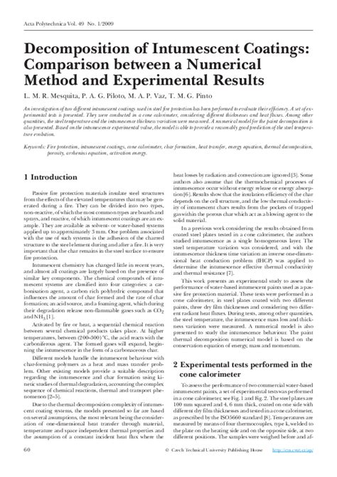 Pdf Decomposition Of Intumescent Coatings Comparison Between