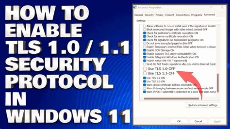 How To Enable Tls 1 0 And 1 1 Security Protocol In Windows 11 [guide